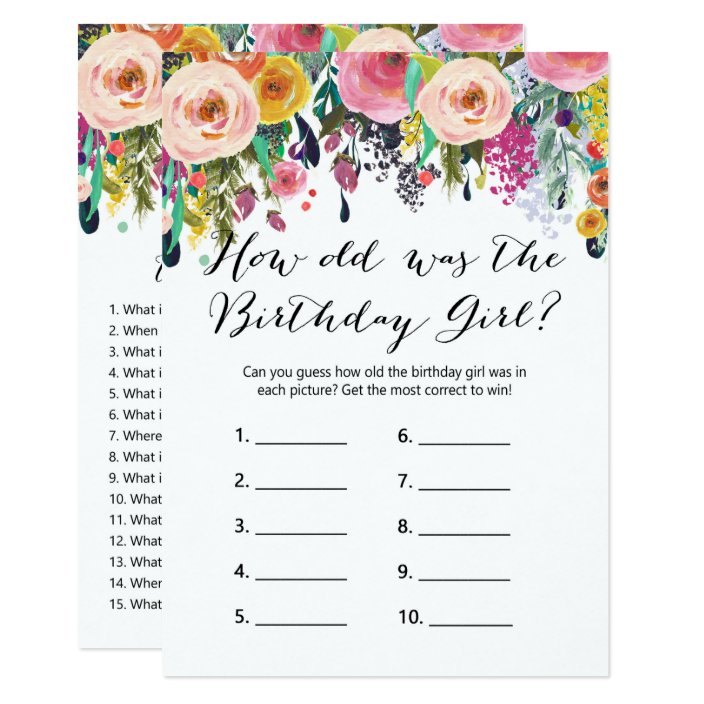 Floral Birthday Games x2 - phone game | who knows Invitation | Zazzle.com