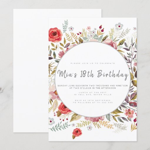 Floral Birthday Party Invitation | Zazzle