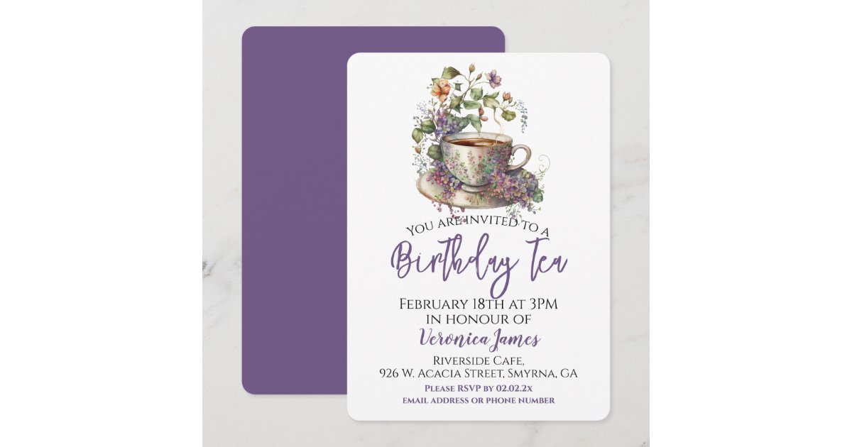 Floral Birthday Tea Party Invitation | Zazzle