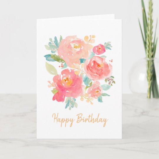 Floral Birthday Watercolor Card | Zazzle.com