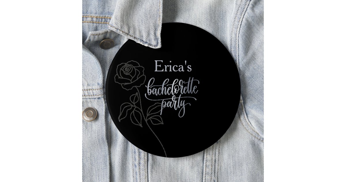 Floral Black Gothic Bachelorette Party Button | Zazzle