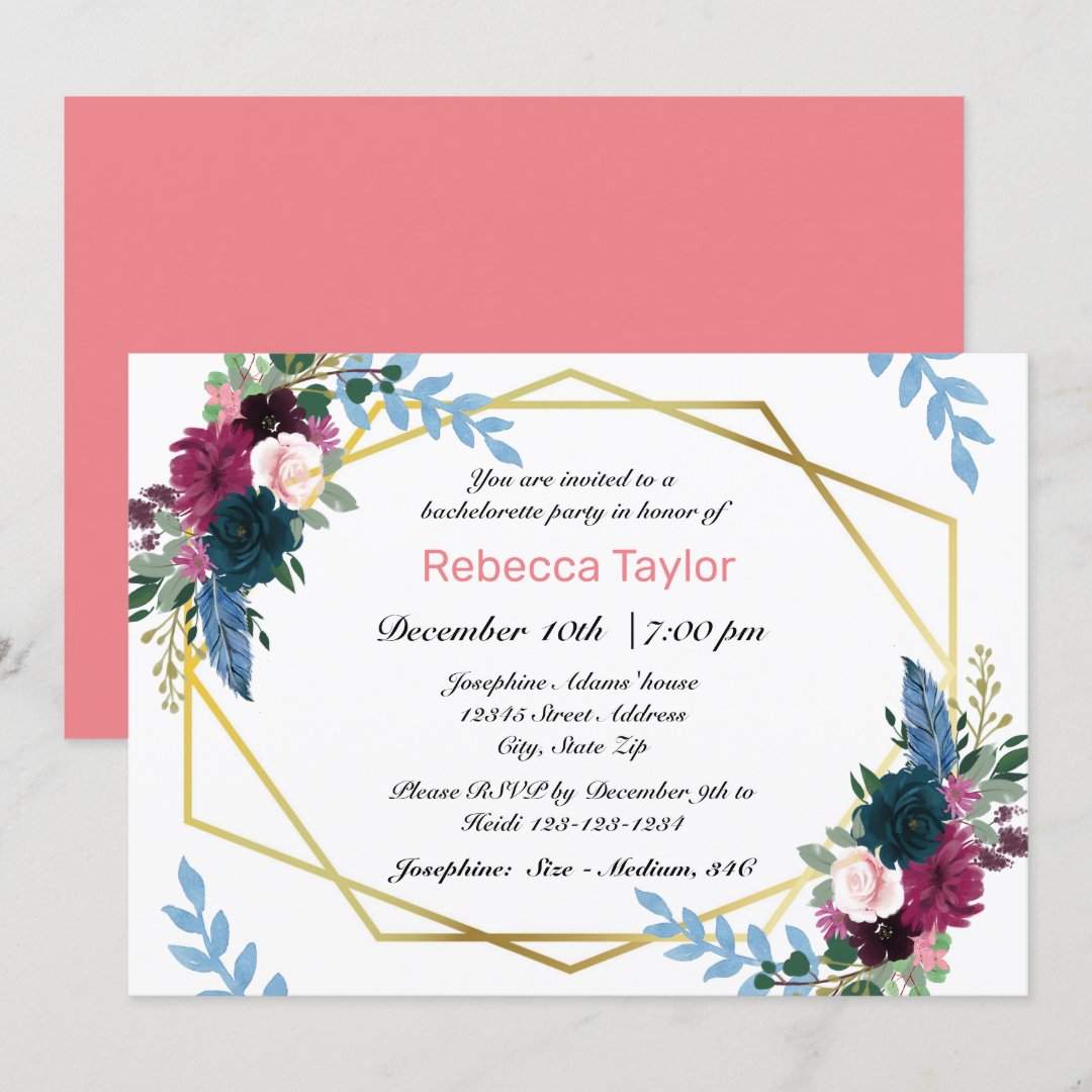 Floral Blooms Mod Pink - Bachelorette Party Invitation | Zazzle