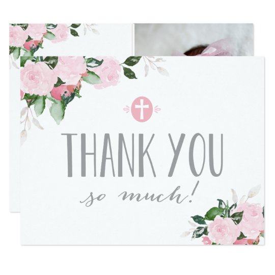 Floral Blooms Religious Thank You Card with Photo | Zazzle.com