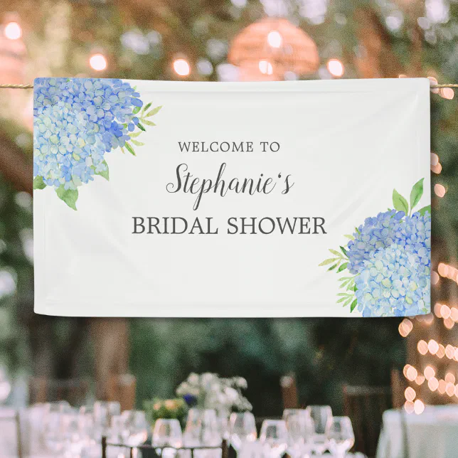 Floral Blue Hydrangea Bridal Shower Banner | Zazzle