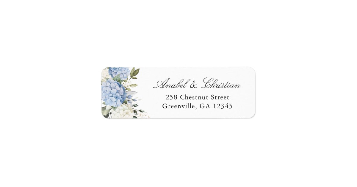 Floral Blue Hydrangea Greenery Return Address Label | Zazzle