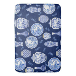Floral Blue n White Ginger Jar Asian Vintage Decor Bath Mat | Zazzle