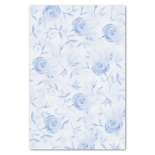 Floral Blue Roses Elegant Damask Decoupage Tissue Paper | Zazzle