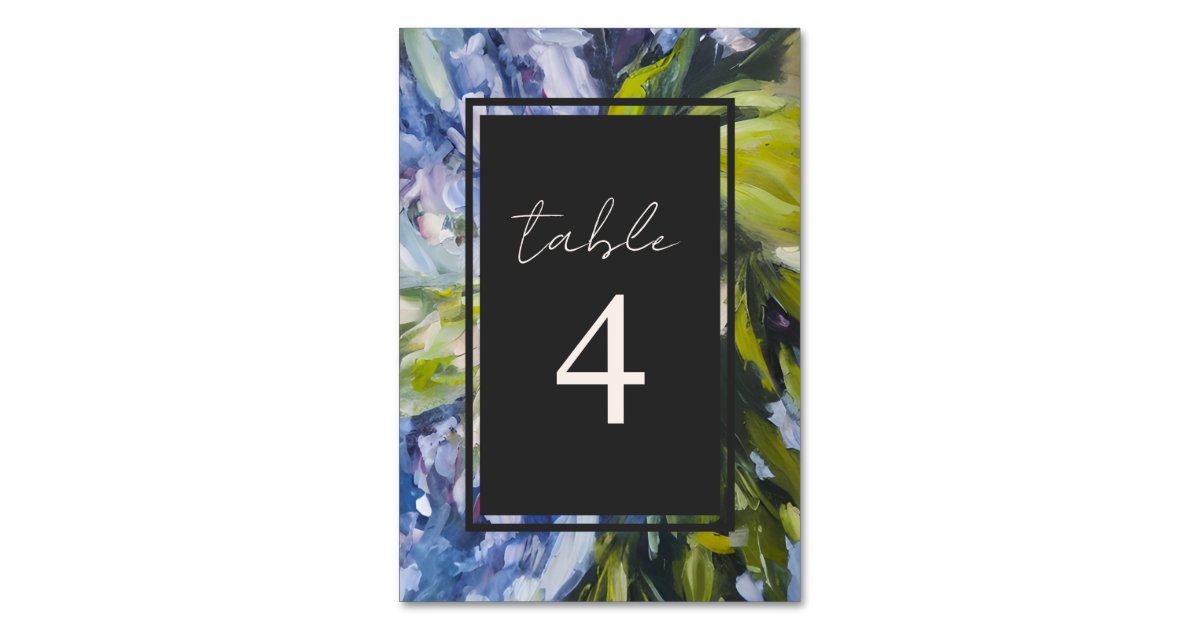 Floral Blue Wedding Table Number | Zazzle