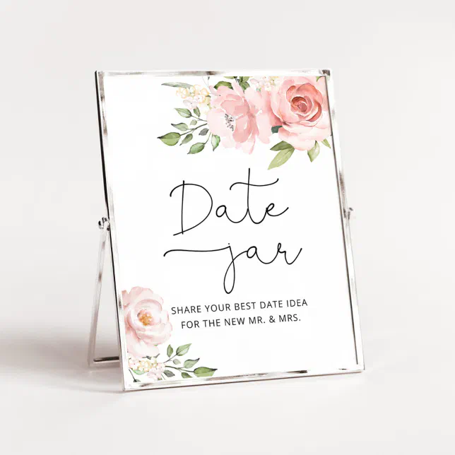 Floral blush date night ideas. Date jar bridal Poster | Zazzle