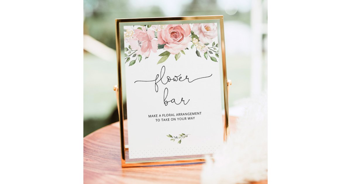 Floral blush pink Flower bar Poster | Zazzle