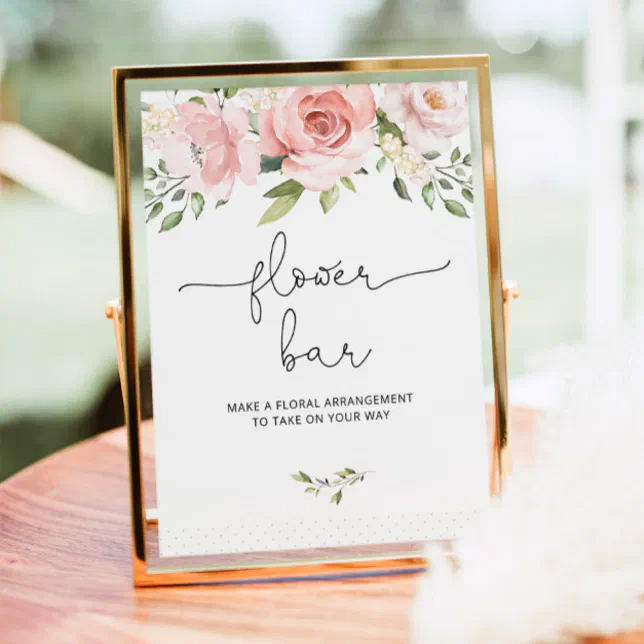 Floral blush pink Flower bar Poster | Zazzle