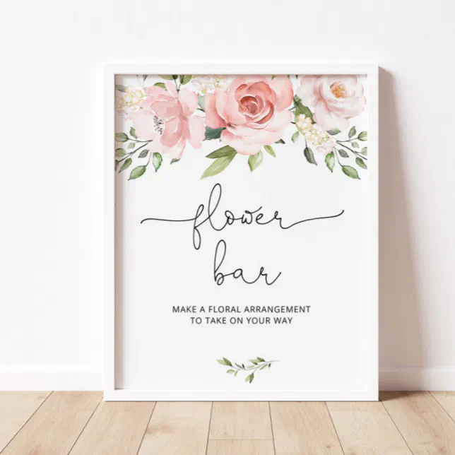 Floral blush pink Flower bar Poster | Zazzle