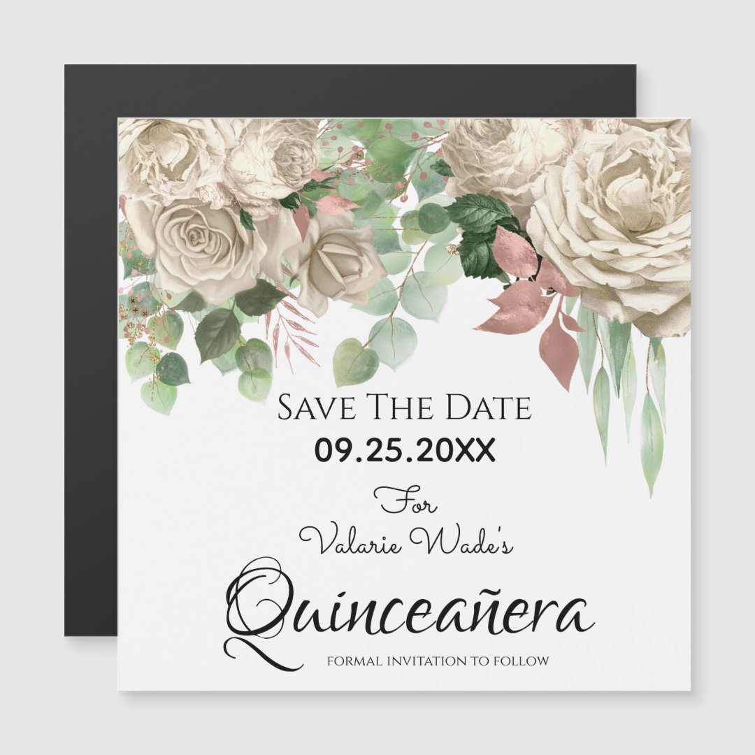 Floral Blush Pink Quinceanera Save the Date | Zazzle