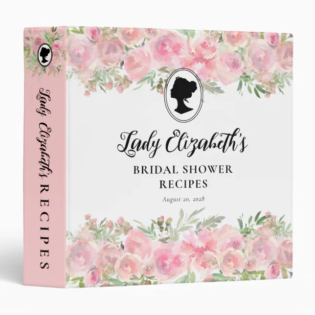 Floral Blush Pink Regency Era Theme Bridal Shower 3 Ring Binder | Zazzle