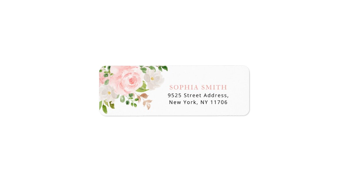Floral blush pink roses return Address Label | Zazzle