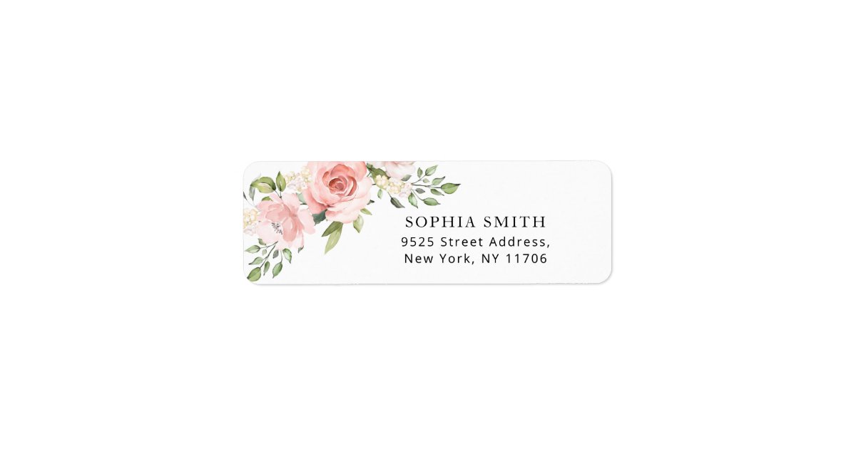 Floral blush pink roses return Address Label | Zazzle