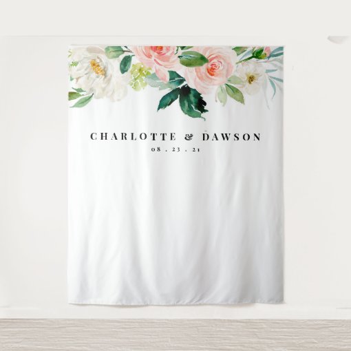 Floral Blush Wedding Backdrop, Photo Booth Prop | Zazzle