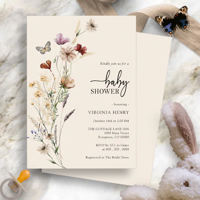 Floral Boho Baby Shower Invitation | Zazzle