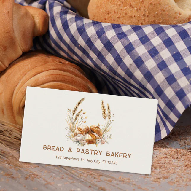 Floral Boho Bread & Wheat Business Card | Zazzle
