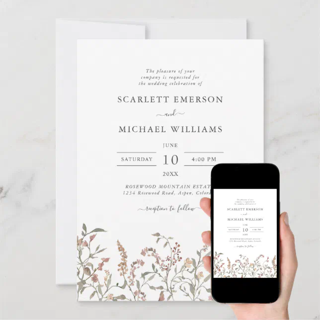 Floral Boho Chic Wedding Invitation | Zazzle