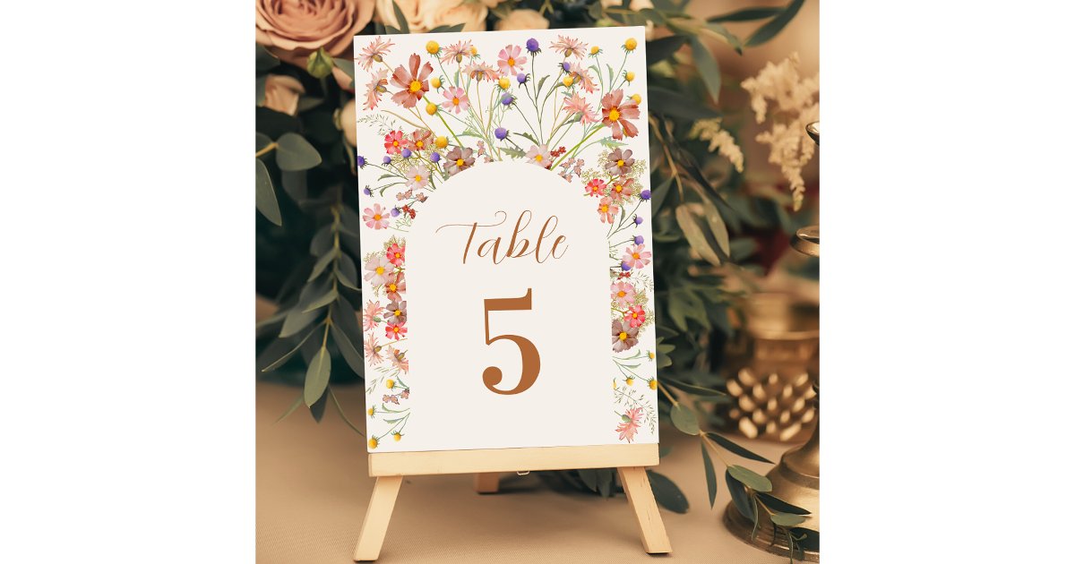 Floral Boho Fall Wedding Table Number | Zazzle