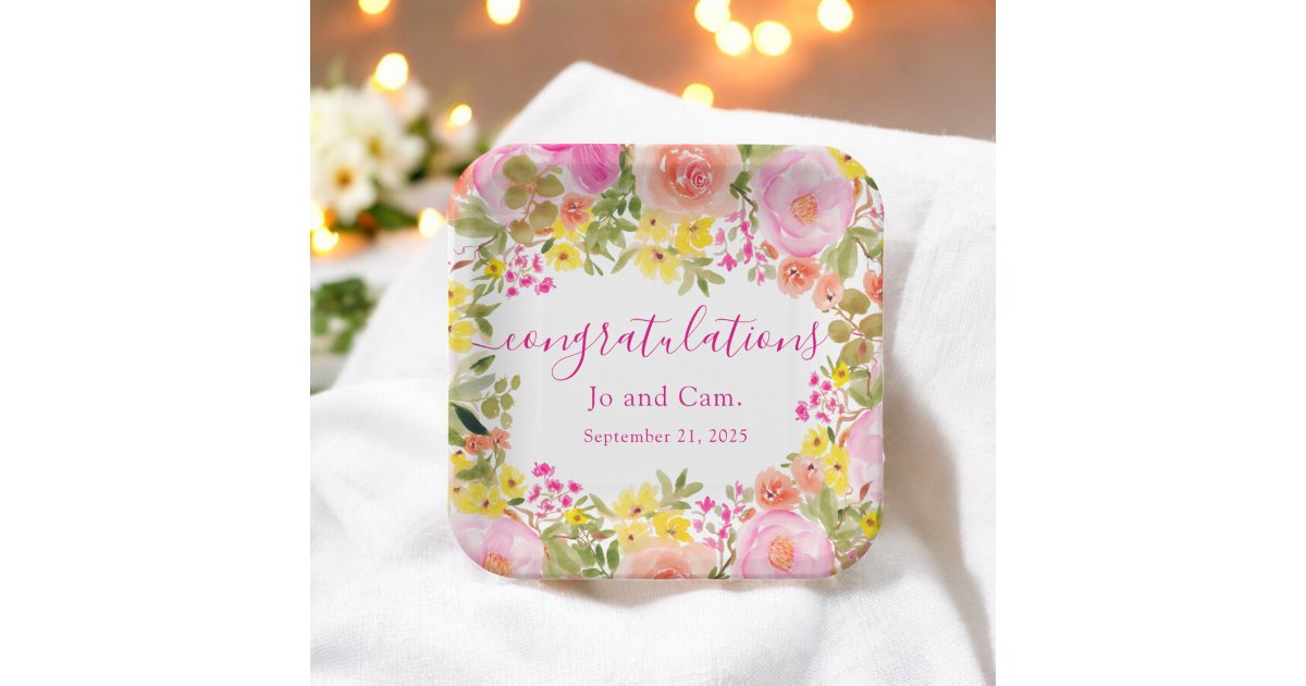 Floral Boho Spring Congratulations Bridal Shower Paper Plates | Zazzle
