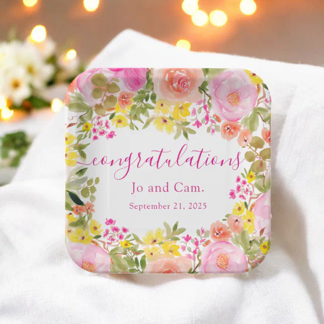 Floral Boho Spring Congratulations Bridal Shower Paper Plates | Zazzle