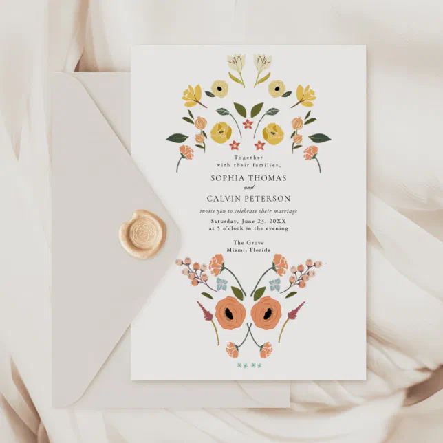 Floral Boho Wildflower Wedding Invitation | Zazzle