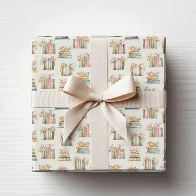Floral Books Wrapping Paper | Zazzle