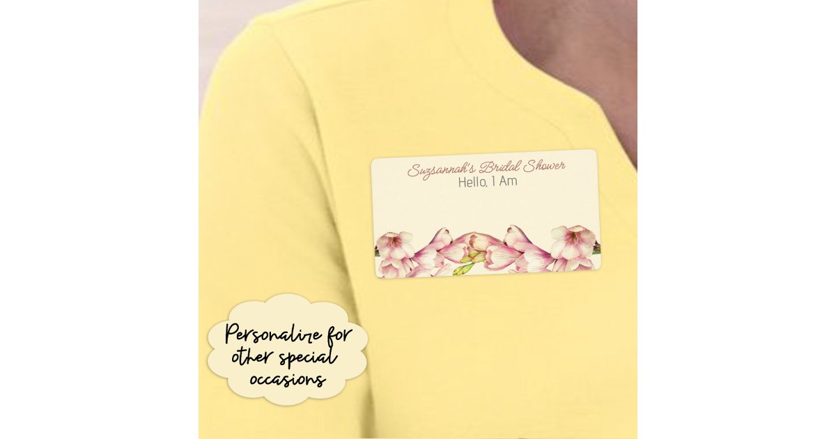 Floral Border Bottom Shower Paper Label Name Tag | Zazzle