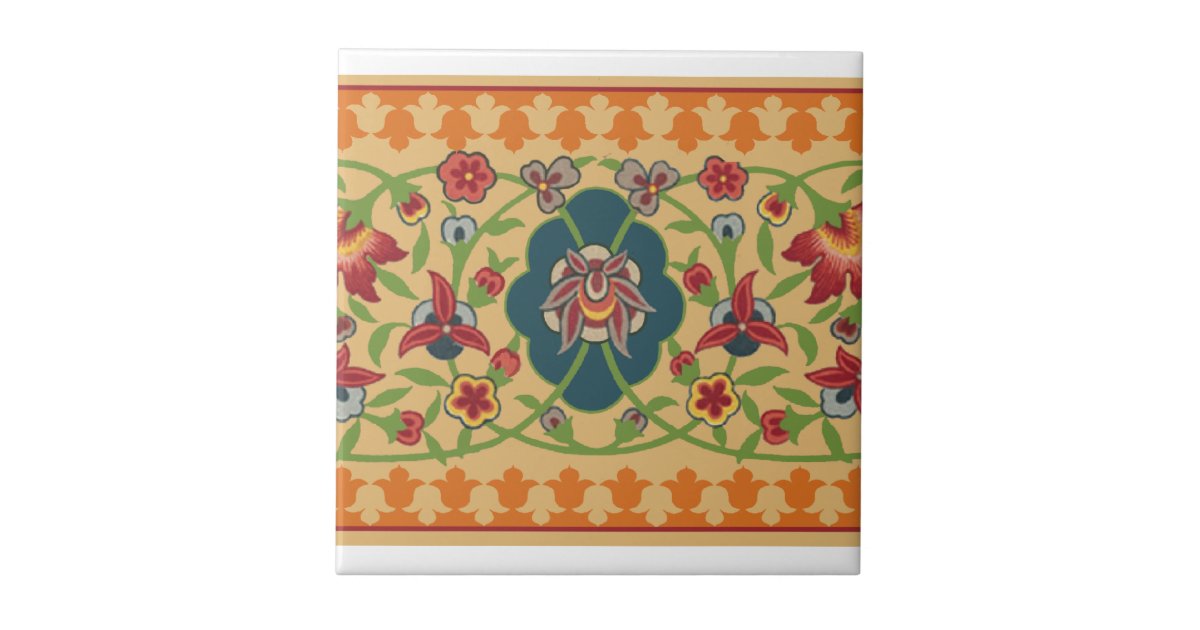 Floral Border Ceramic Tile | Zazzle