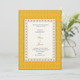 Floral border Gold Indian wedding Haldi Ceremony Invitation | Zazzle