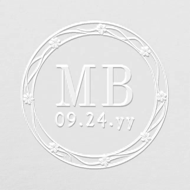 Floral Border Monogram Wedding Personalized Embosser | Zazzle