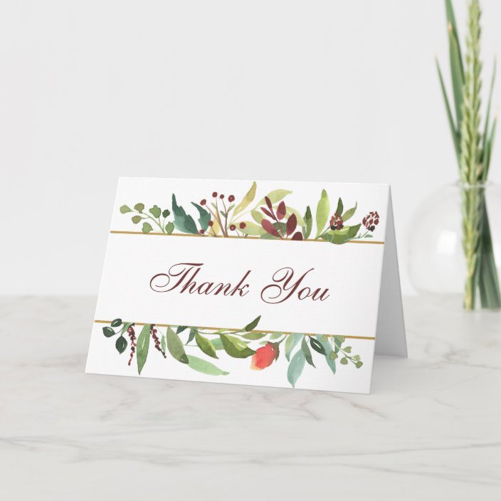 Floral Border Thank You Card | Zazzle.com