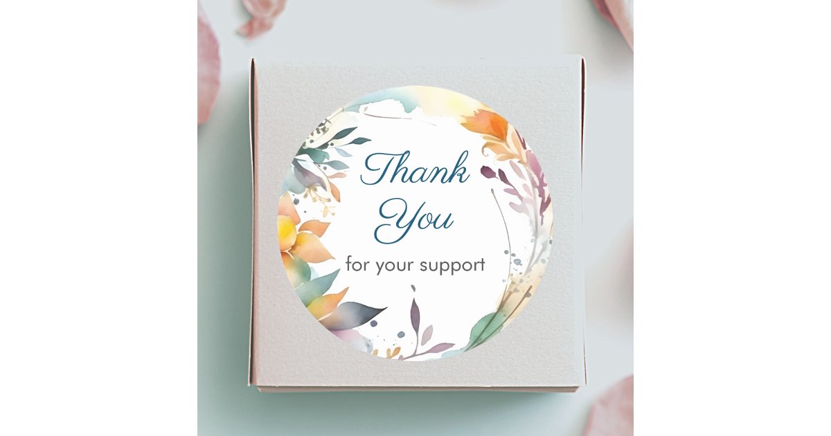 Floral Border Thank You Classic Round Sticker | Zazzle