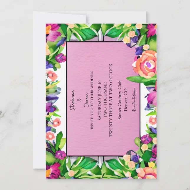 Floral Border Wedding Invitation | Zazzle