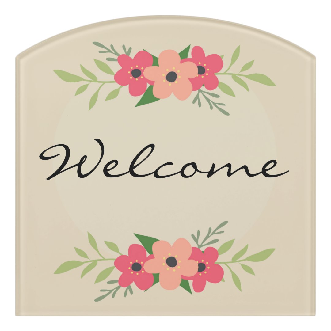 Floral Border Welcome Front Door Sign | Zazzle