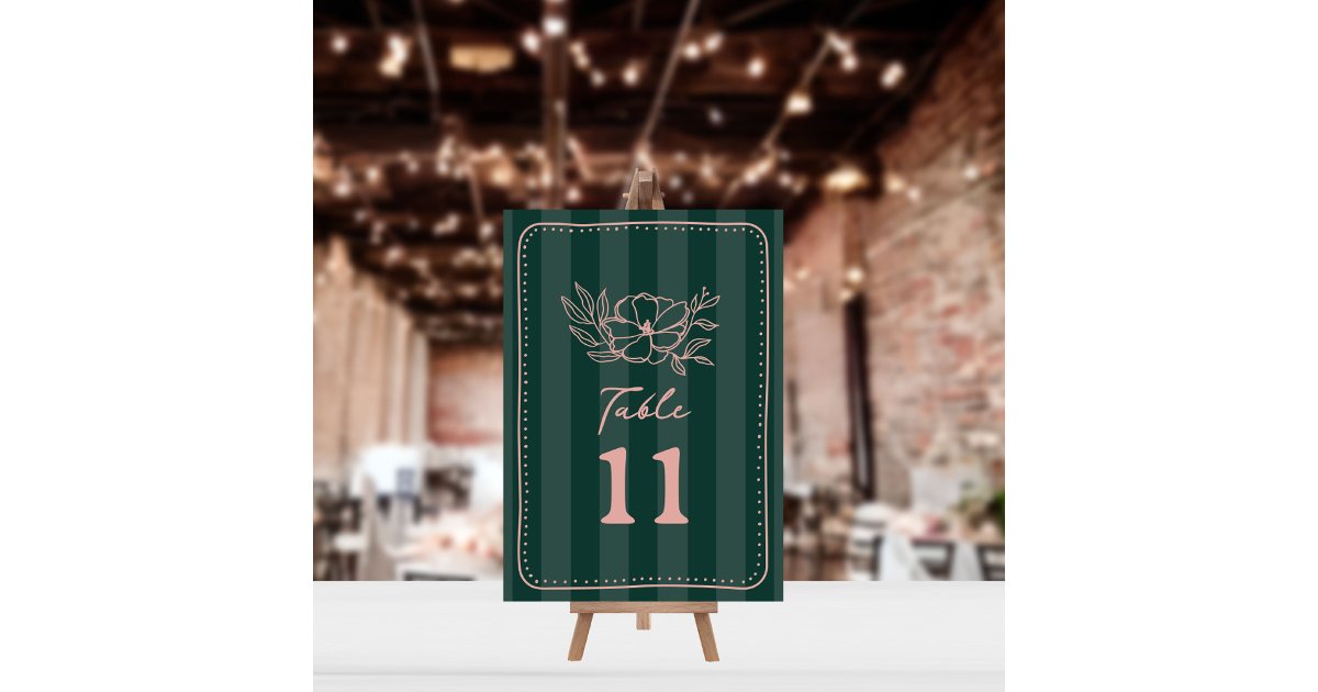 Floral Botanical Green Stripe Wedding Invitation | Zazzle