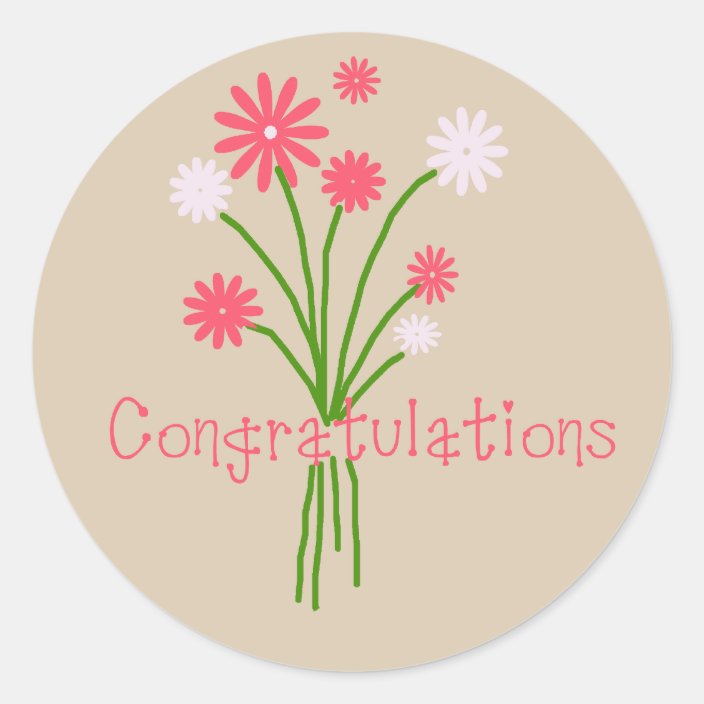 Floral Bouquet Congratulations Classic Round Sticker | Zazzle
