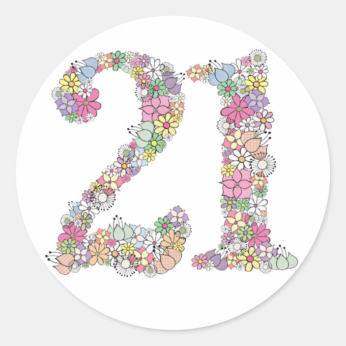 Floral Bouquet Number 21 Label Sticker Seal | Zazzle.com