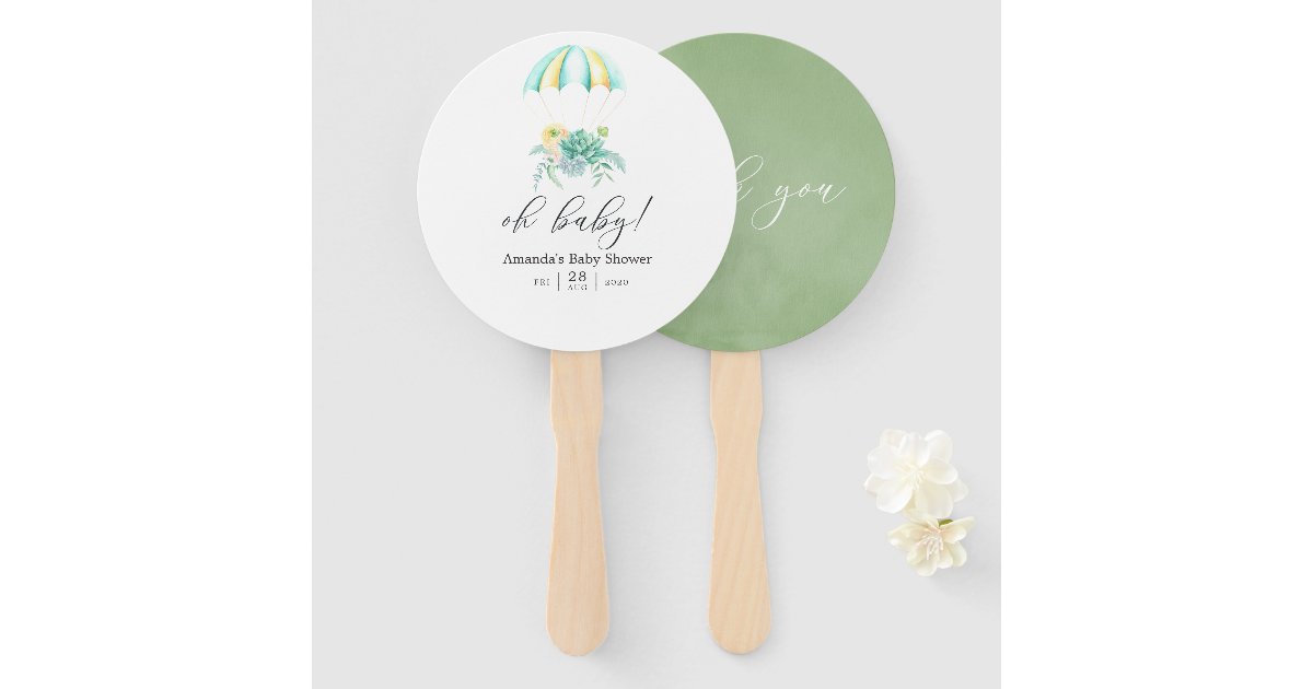 Floral Bouquet Parachute Baby Shower Hand Fan | Zazzle