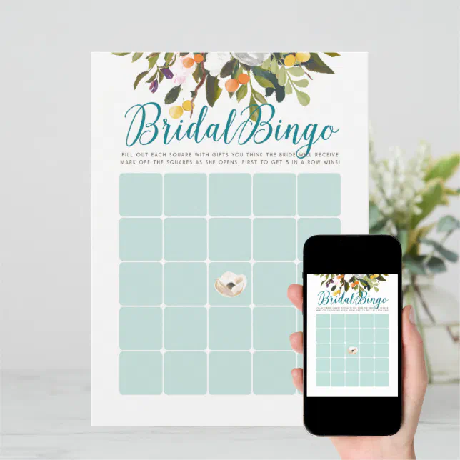 Floral Bridal Shower Bingo Cards Robins Egg Blue | Zazzle
