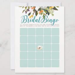 Floral Bridal Shower Bingo Cards Robins Egg Blue | Zazzle