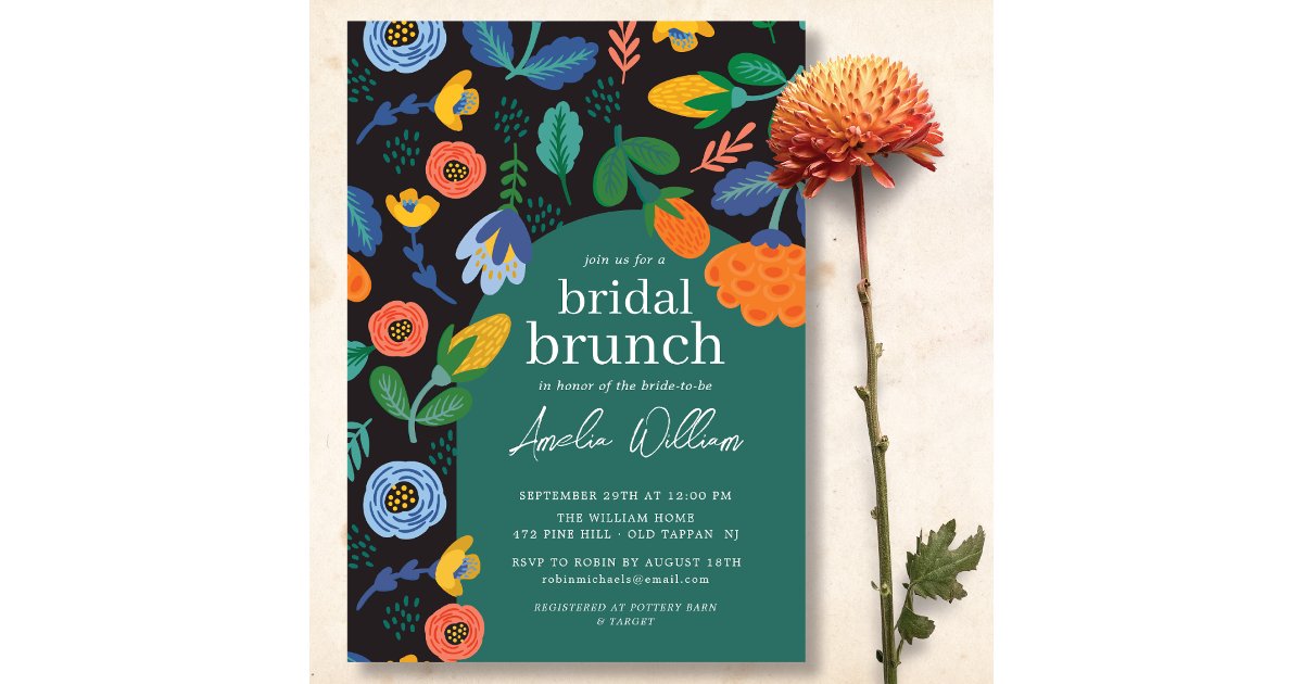 Floral Bridal Shower Brunch Invitation | Zazzle