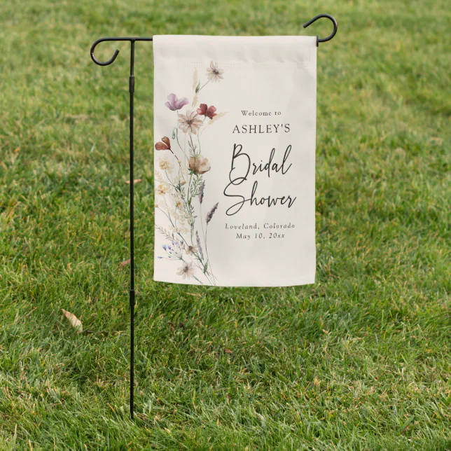 Floral Bridal Shower Garden Flag | Zazzle