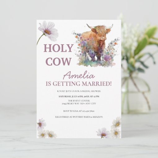 Floral Bridal Shower | Holy Cow | Western Invitati Invitation | Zazzle