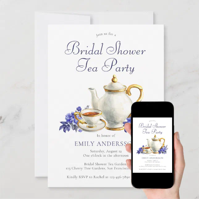 Floral Bridal Shower Tea Party Invitation Zazzle