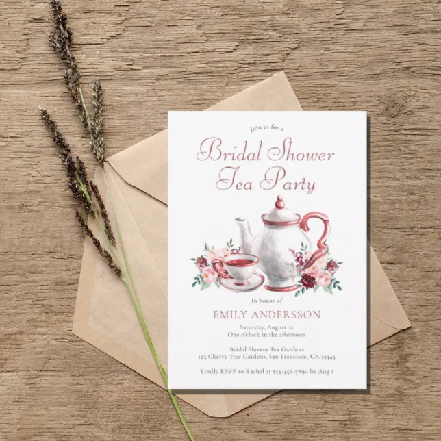 Floral Bridal Shower Tea Party Invitation Zazzle