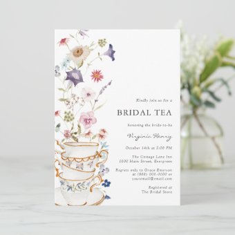 Floral Bridal Tea Invitation | Zazzle