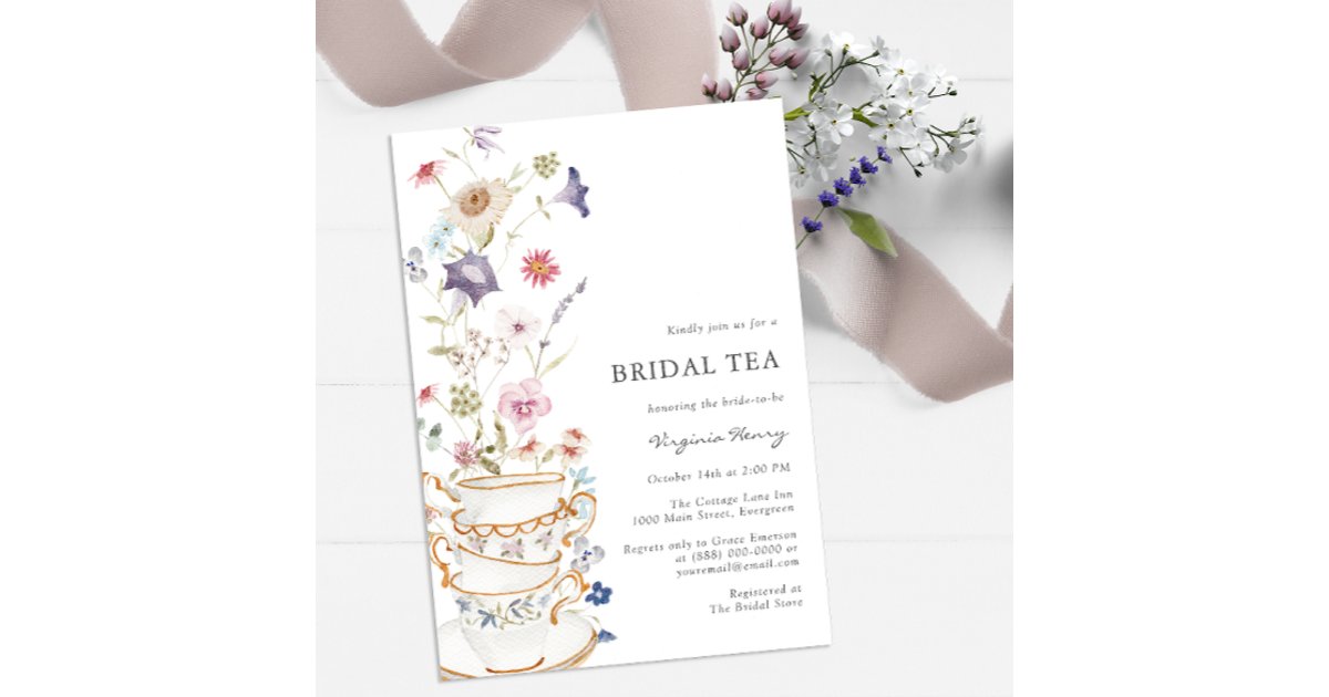 Floral Bridal Tea Invitation | Zazzle